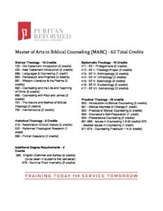 MABC Degree Requirements – Puritan Reformed Theological Seminary ...